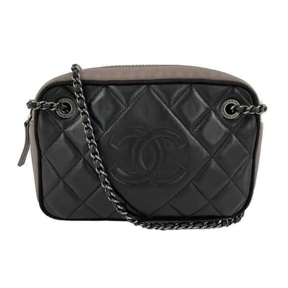 CHANEL | Bags | Chanel 27 Bicolor Small Black Taupe Ballerine Cc Camera ...